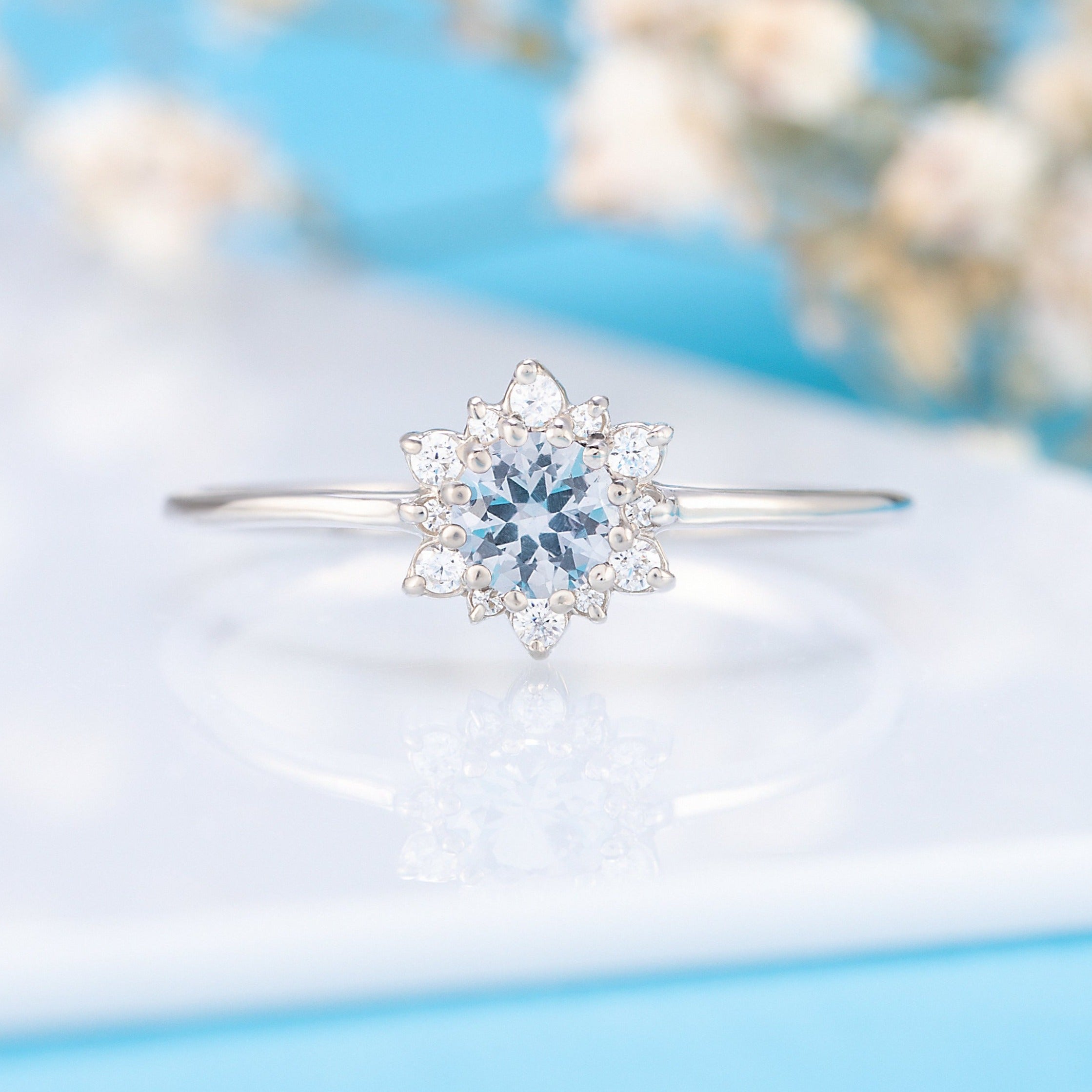 Dainty & elegant 925 sterling silver alexandrite & cz halo promise rin – YourAsteria