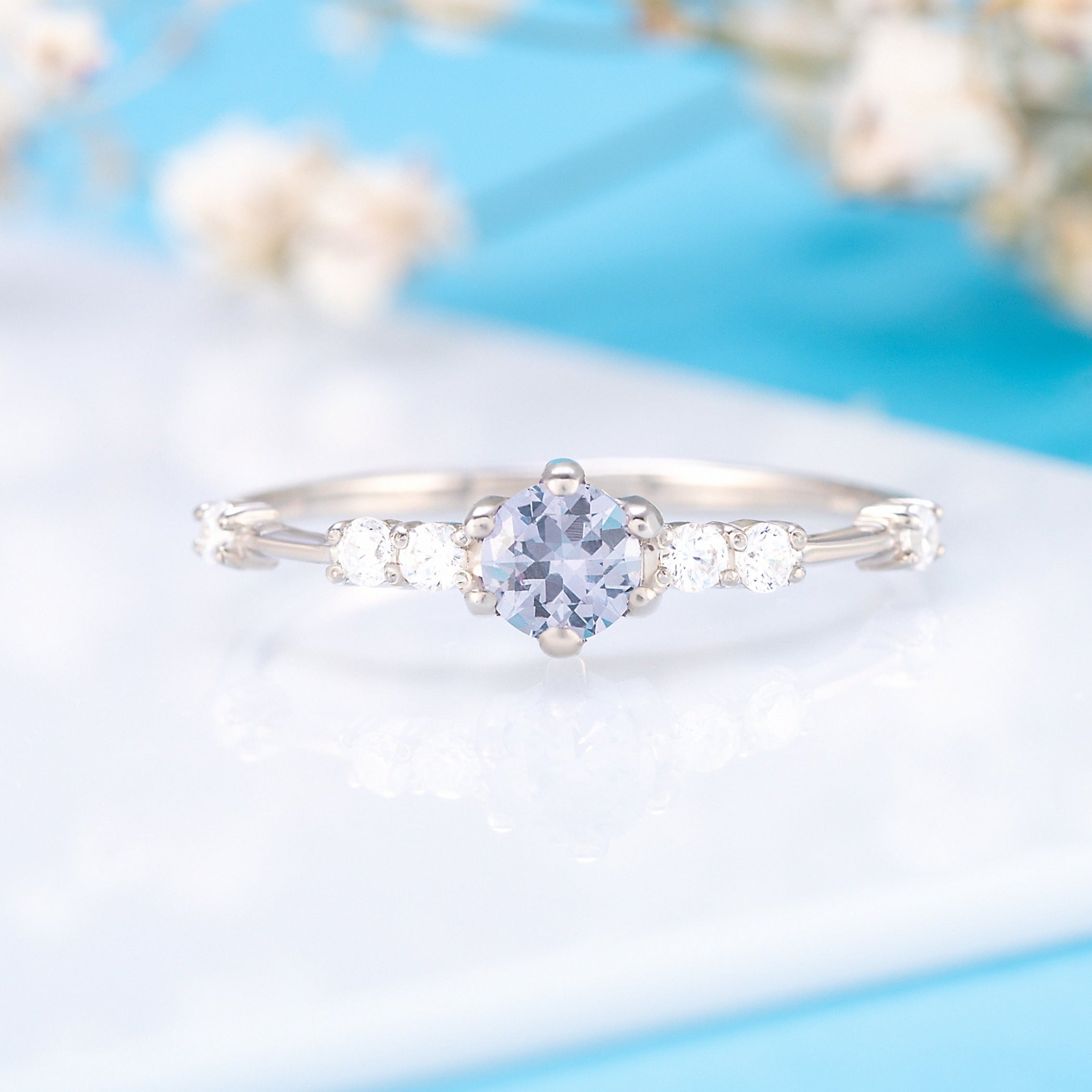 Dainty 925 sterling silver alexandrite & cz promise ring for her – YourAsteria